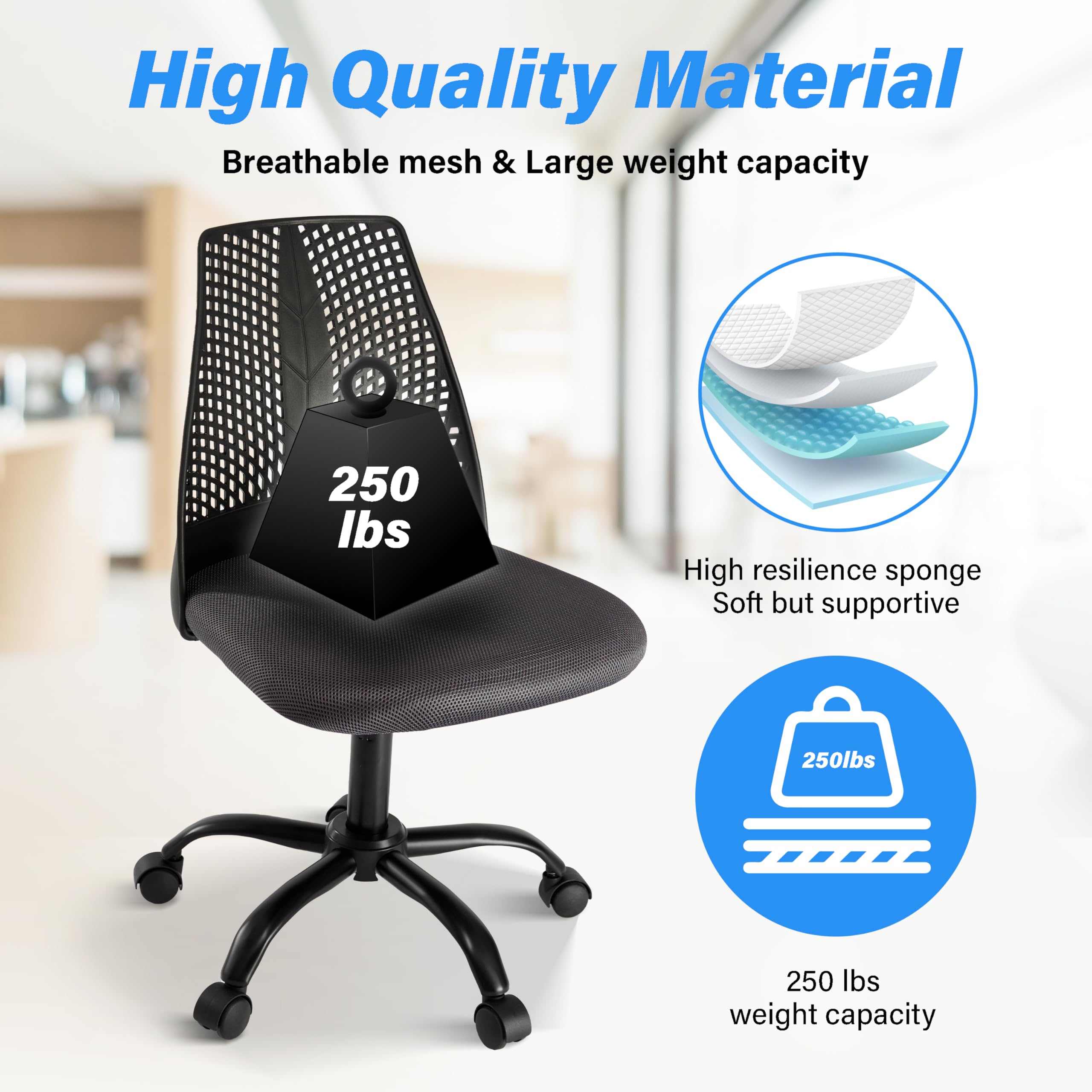 Simple Deluxe Ergonomic Office Chair, Black & Gray
