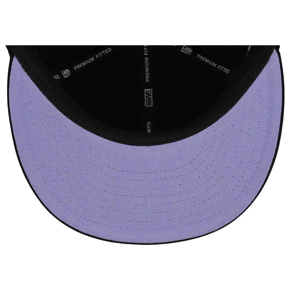 Marvel Black Panther Metal Logo Fitted Flat Bill Cap, Black/Blue 7 5/8
