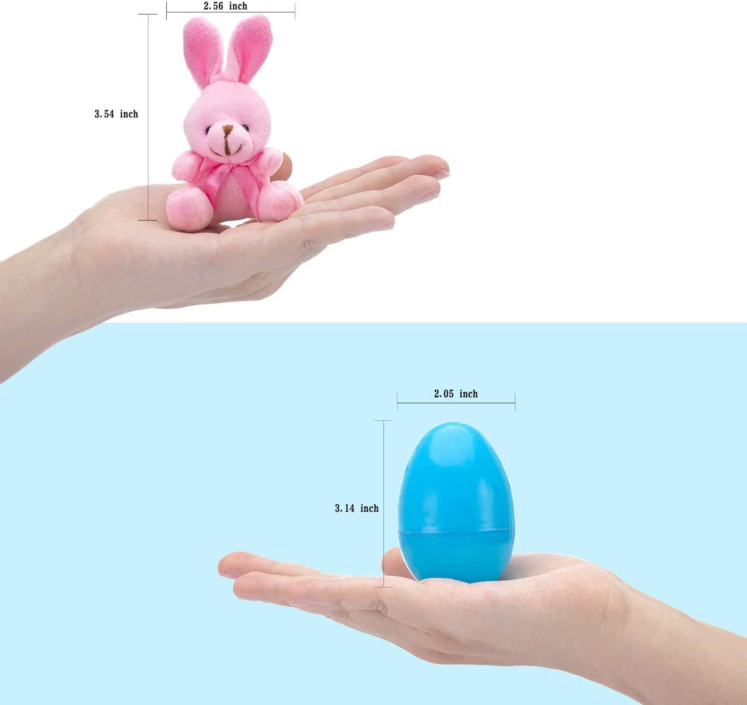 Movpct 15 PCS Filled Easter Eggs with Plush Bunny, 3.2" Bright Colorful, Prefilled with Variety 4.5"