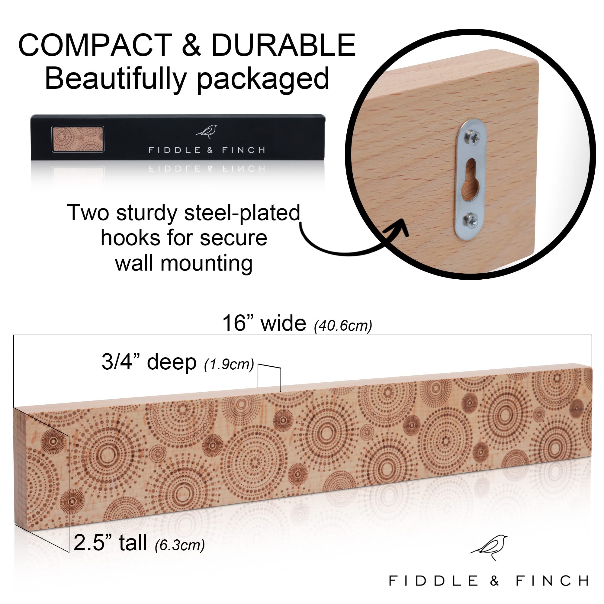 Magnetic Strip Knife Holder β Etched Wood Knife Rack or Bar with Hardware for Hanging & Wall Mounting. β Kitchen Utensil Organizer & Storage by Fiddle & Finch, 16 Inch. Circle Design