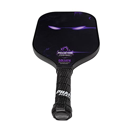 Phantom Goliath 16mm Carbon Fiber Elongated Body Pickleball Paddles - Max Grit and Spin - USAPA Approved β Pickleball Rackets - Pickle-Ball Equipment with Polypropylene Core β Lightweight (Purple)