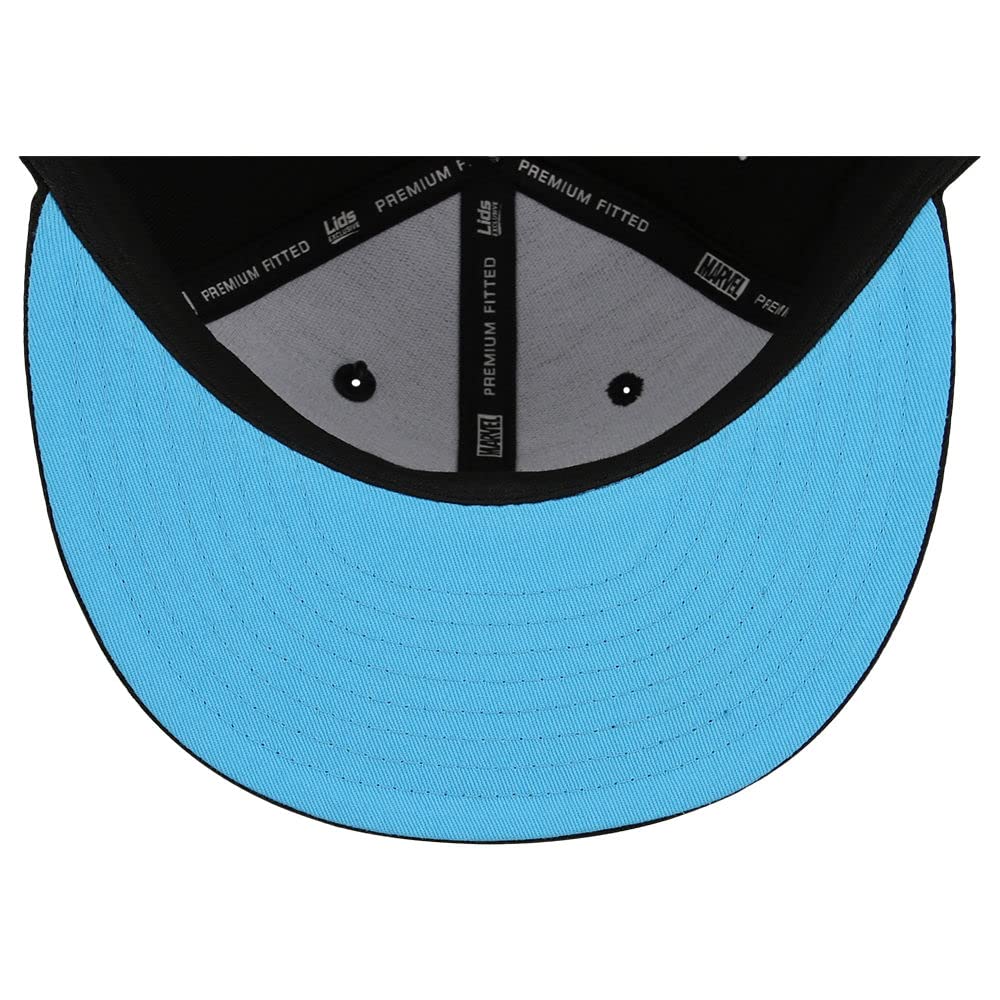 Marvel Ironman Fashion Fitted w/Pin Flat Bill Cap (Black/Sky Blue, 7)