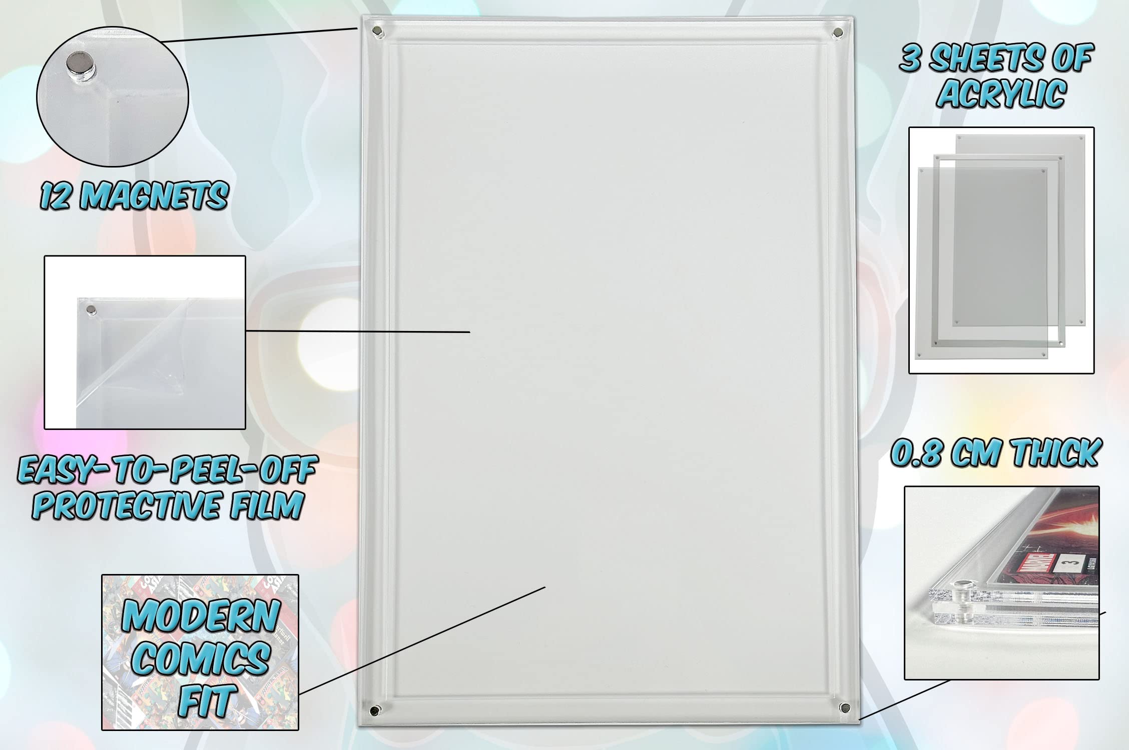 MALKO Modern Comic Book Acrylic Slab Display Case - Current Comics Magnetic Showcase - 2 PACK