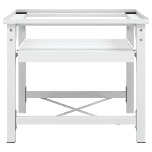vidaXL Washing Machine Pedestal, Washer and Dryer Stand, Washing Machine Riser with Pull-Out Shelf, Laundry Pedestal for All Washing Machines, White