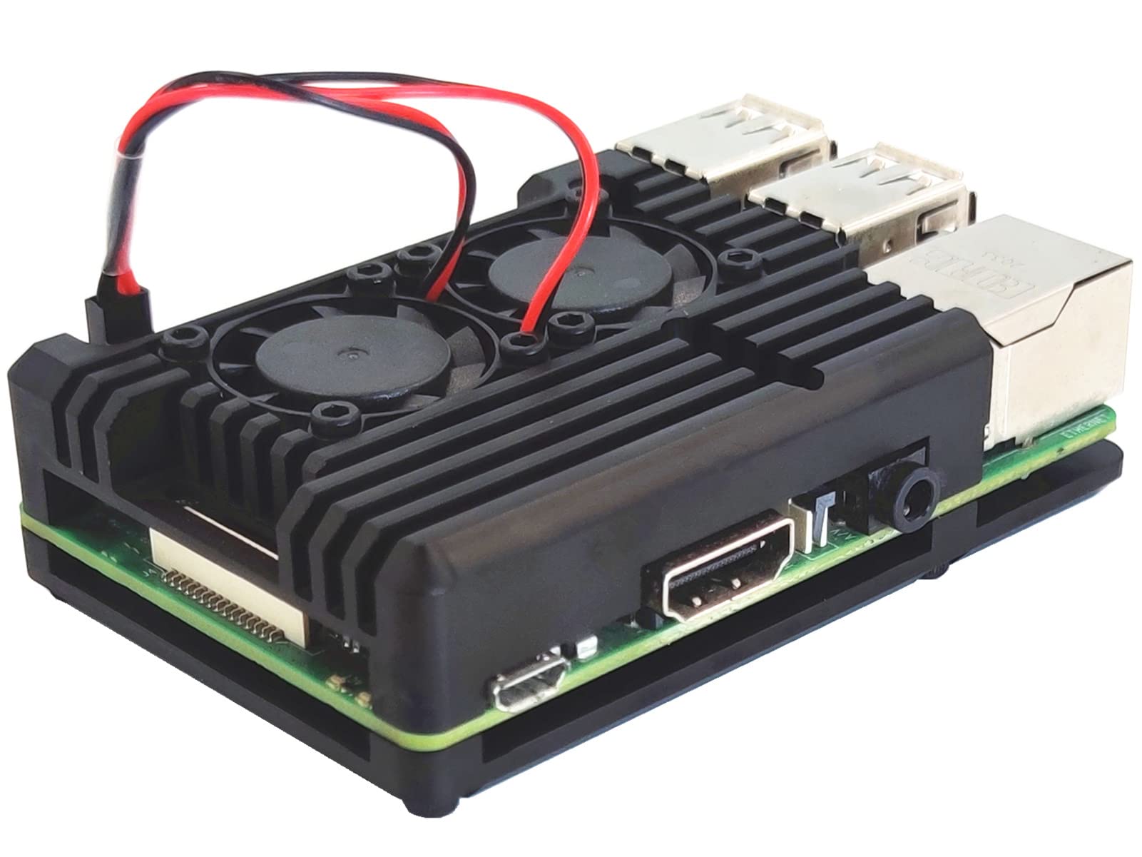 Raspberry Pi 3B Aluminum Aolly Case, Raspberry Pi 3 Model B+ Passive Cooling Case with Dual Cooling Fan