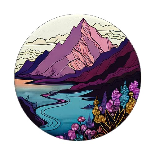 Mountain Wilderness Outdoor Flowery River Earthy Floral Boho PopSockets Standard PopGrip