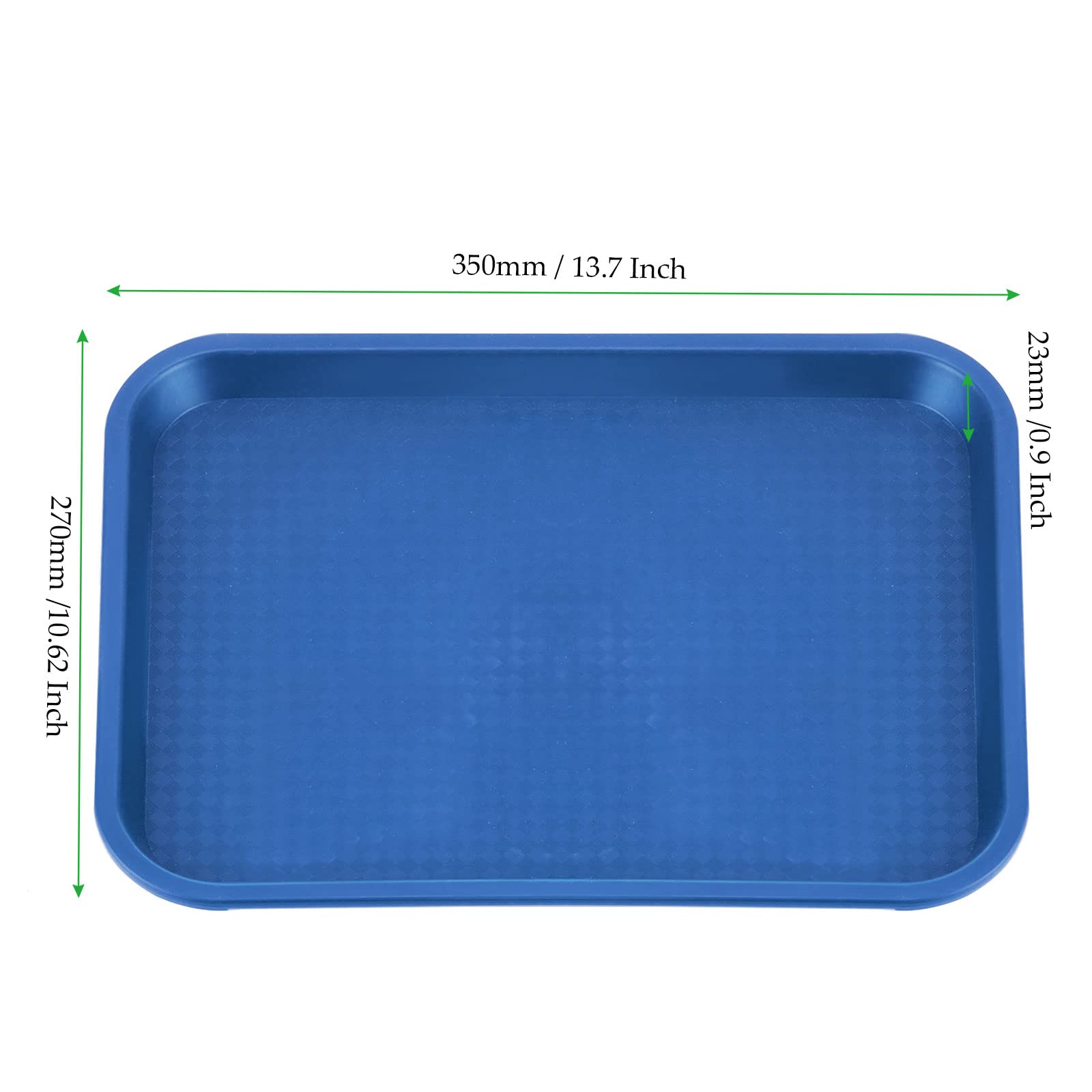 MAHIONG 15 Pack 14 x 10 Inch Blue Large Fast Food Tray, Rectangular Plastic Cafeteria Trays Restaurant Serving Trays, School Lunch Trays