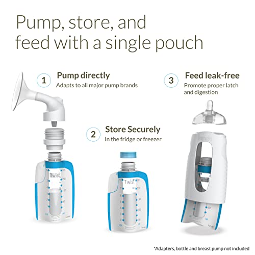 Kiinde Twist Pouch Direct-Pump Direct-Feed Twist Cap Breast Milk Storage Bags for Pumping, Freezing, Heating and Feeding, Pre-Sterilized, 6 Ounce, pack of 80