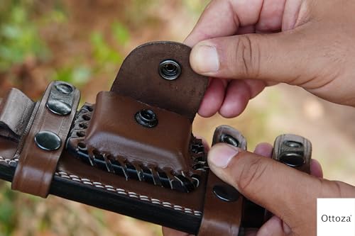 Ottoza Handmade Leather Knife Sheath Right Hand Tracker Knife Sheath - Bushcraft Knife Sheath - Hunting Knife Sheath - Survival Knife Sheath Horizontal Carry Dark Brown TOP Grain Leather No:103