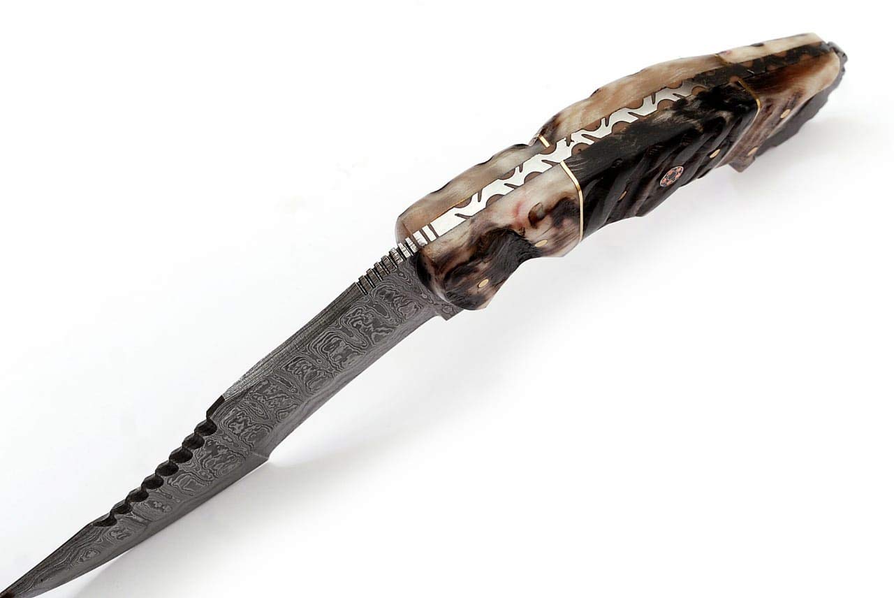 Grace Knives Handmade Damascus Steel Hunting Knife 10 Inch Knife Fixed Blade With Leather Sheath G-1074