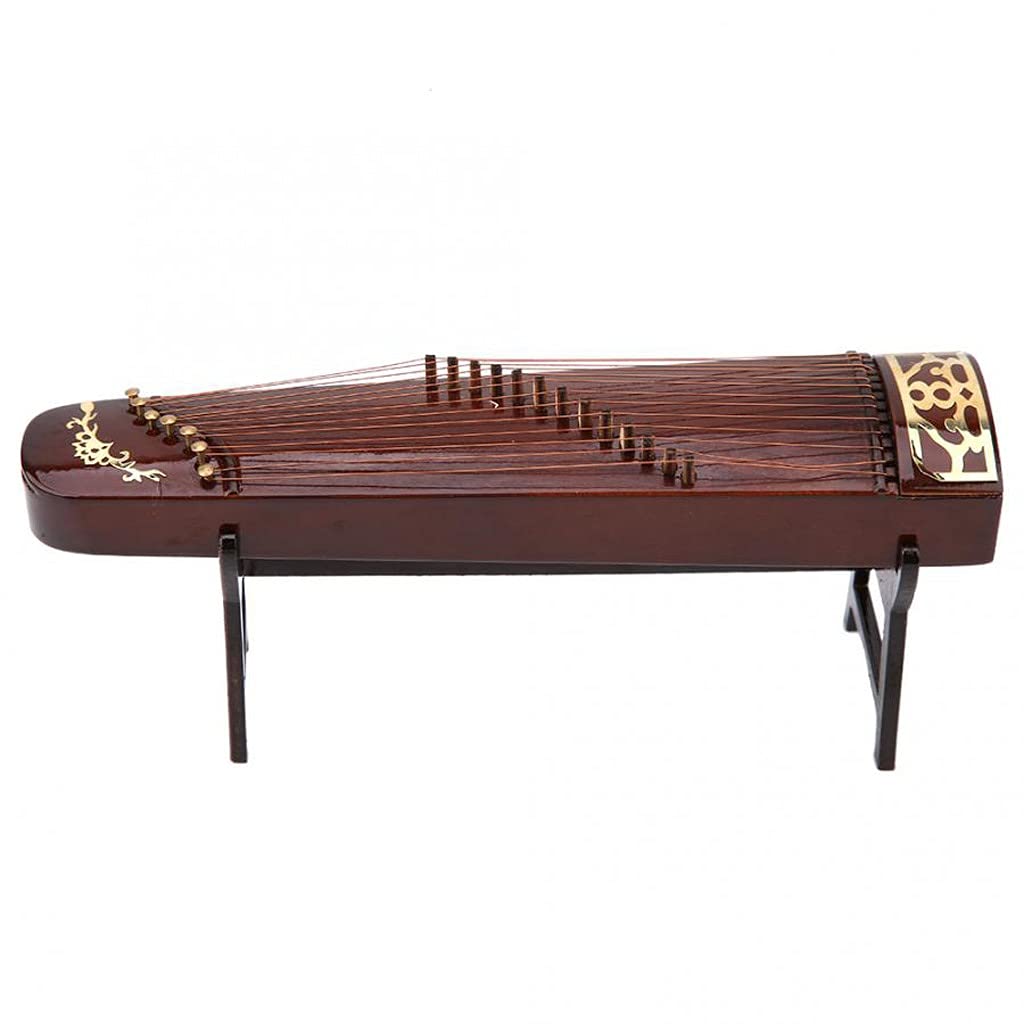 MHYFC Miniature Wooden Chinese Zither Musical Instrument Model Display Mini Ornaments Craft Home Decor