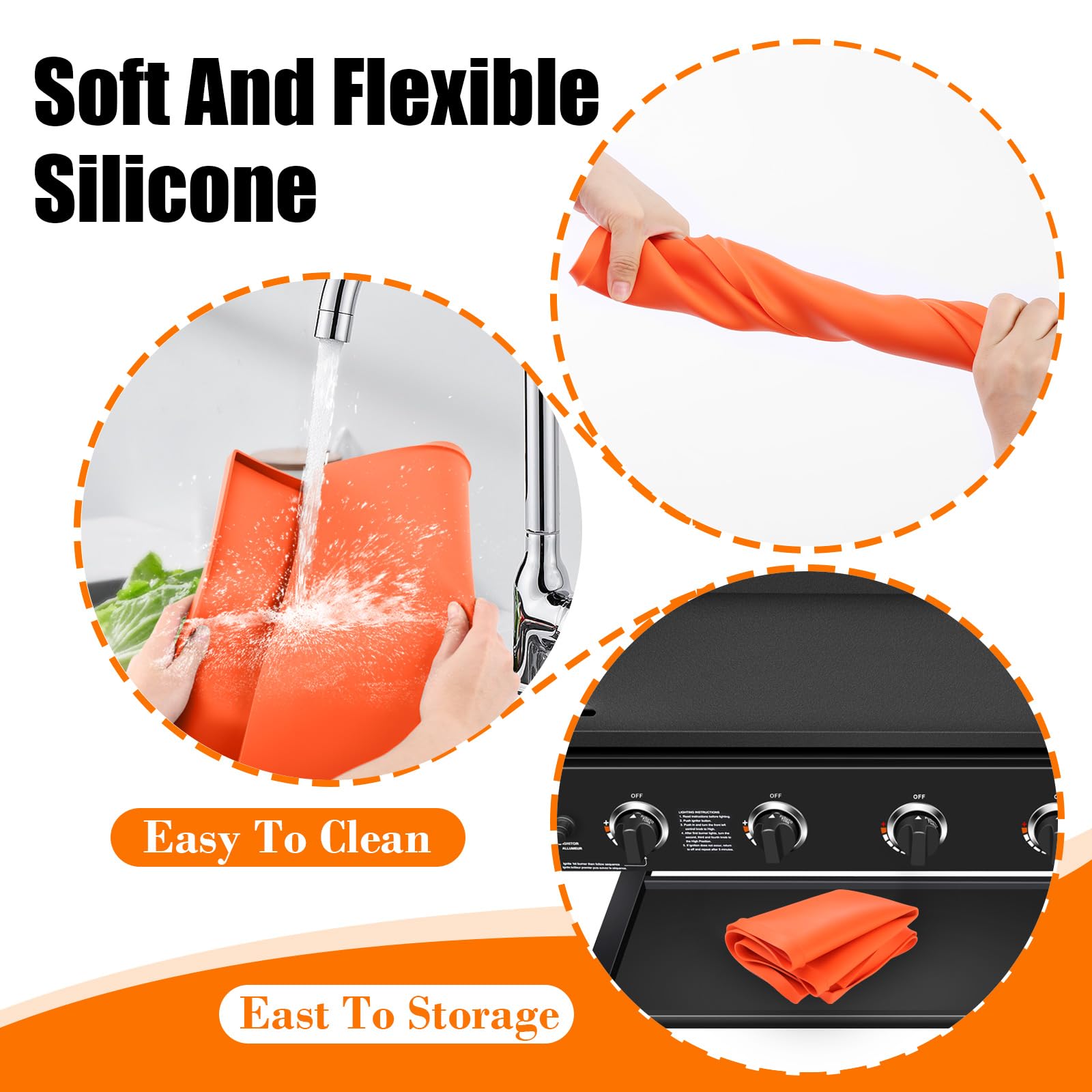 GRILL FORCE 36 Inch Silicone Griddle Mat & Spatula Mat for Blackstone 36" Griddle, Food Grade Silicone Mat Cover for Blackstone Protective Mat Cover Griddle Cover,Protect Griddle From Insects,Rust