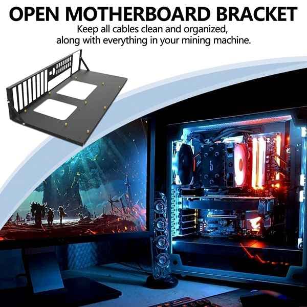 Popidome Mining Frame Mining ETH Motherboard Bracket Thickened Bitcoin Mining Case Support ITX/ATX for 8 GPU(ATX) Black