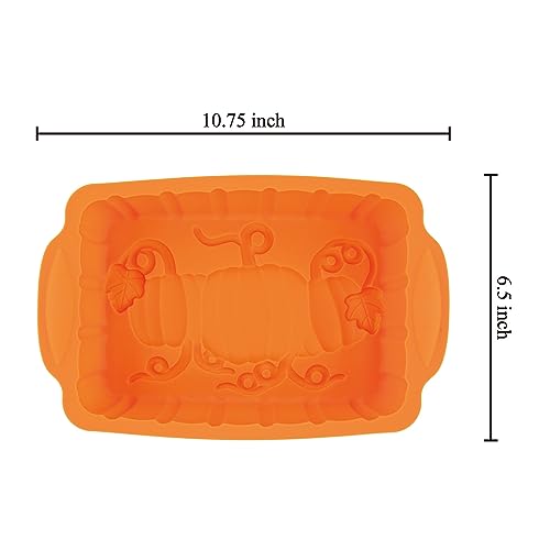 Supreme Housewares Pumpkin Loaf Pan Set of 2 Silicone Pumpkin Cake Baking Pan Tray Kitchen Baking Decoration Mold for Fall Harvest Halloween, Baking Loaf Pan