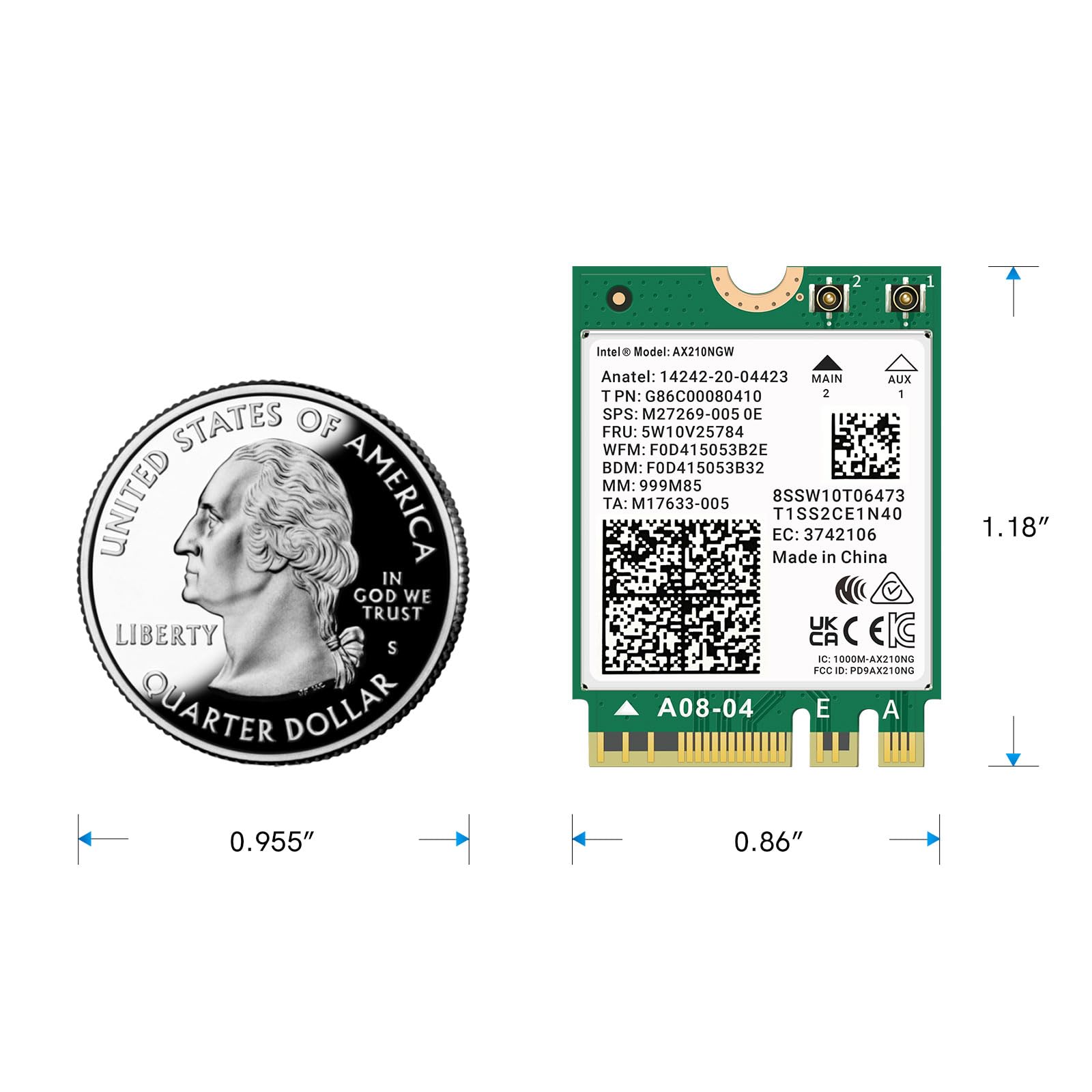 QFly WiFi 6 Card AX200NGW Wireless Network Card 2.4GHz 5GHz MU-MIMO Wi-Fi 6 (802.11ax) Module Adapter with Bluetooth 5.2 for PC Laptop Support Windows 10/11 64bit Gigabit M.2/NGFF