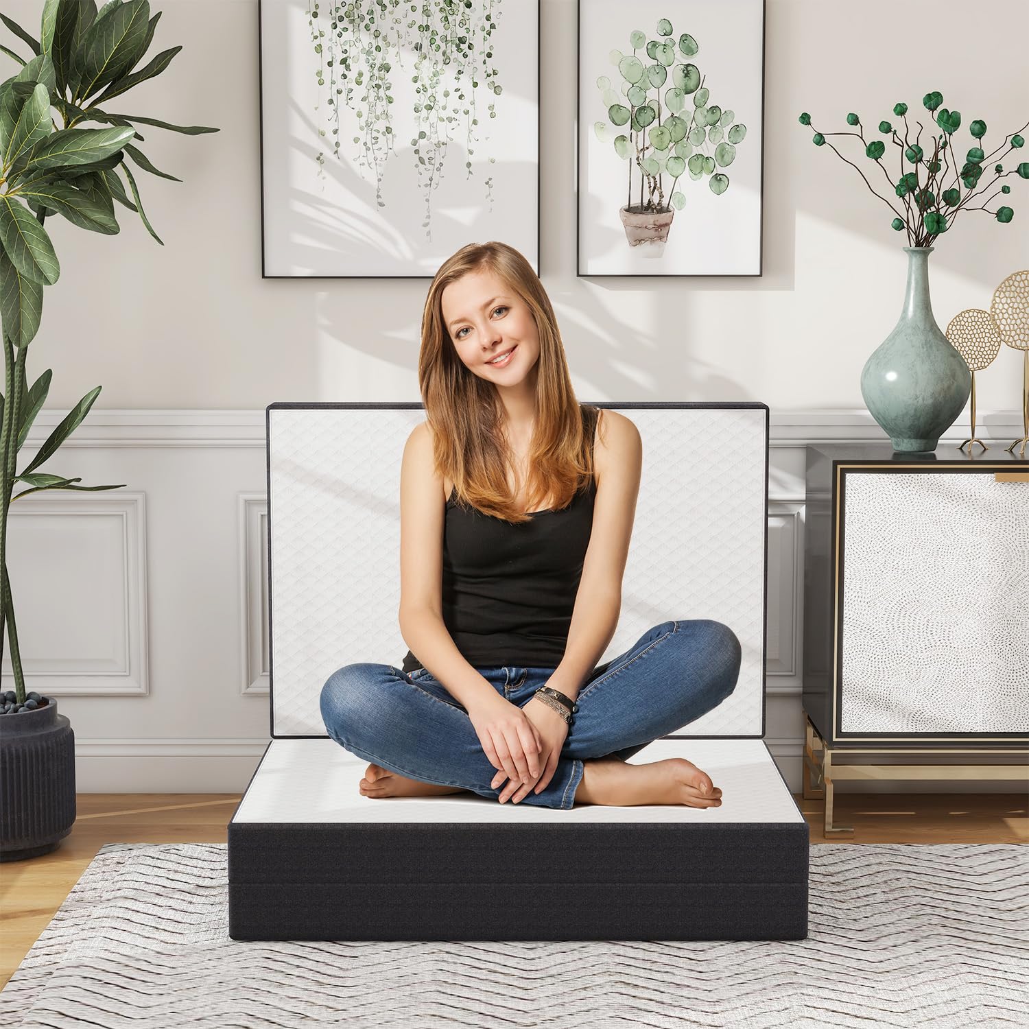wOod-it Folding Mattress, 4 inch Tri-Fold Memory Foam Mattress Topper for Camping, Foldable Guest Bed, Portable Travel Mat with Washable Cover, 80"×38"×4", White