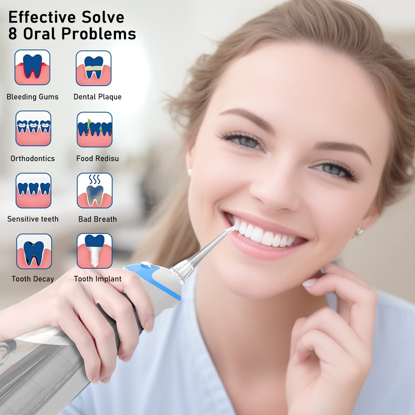 Rechargable Water Dental Flosser with Electric Toothbrush Combo for Teeth Cleaning, Oral Irrigator with 6 Flossing Modes & 5 Jet Tips, Electric Toothbrush with 3 Brushing Modes & 4 Brush Heads
