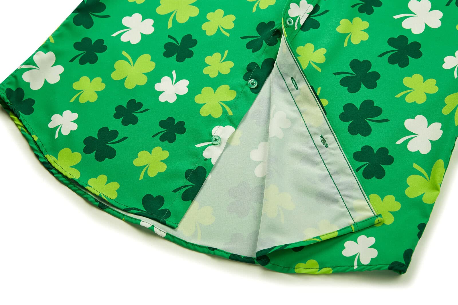 Men's St. Patrick's Day Shirt Funny Irish Flag Clover Short Sleeve Hawaiian Casual Button Down Shirt(Clover,L