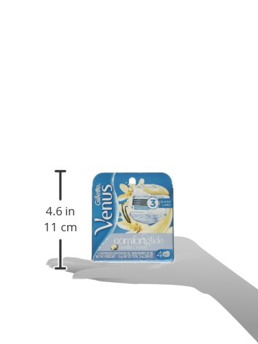 Gillette Venus Comfortglide Women's Razor Refills, Vanilla Creme, 4 Count, Womens Razors/Blades