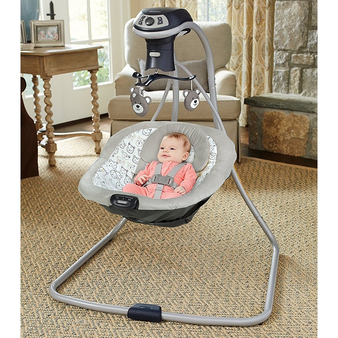 Graco Simple Sway LX Baby Swing, Teddy, 1 Count(Pack of 1)