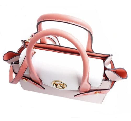 Michael Kors Carmen Medium Flap Satchel Colorblock Powder Blush Pink Multi