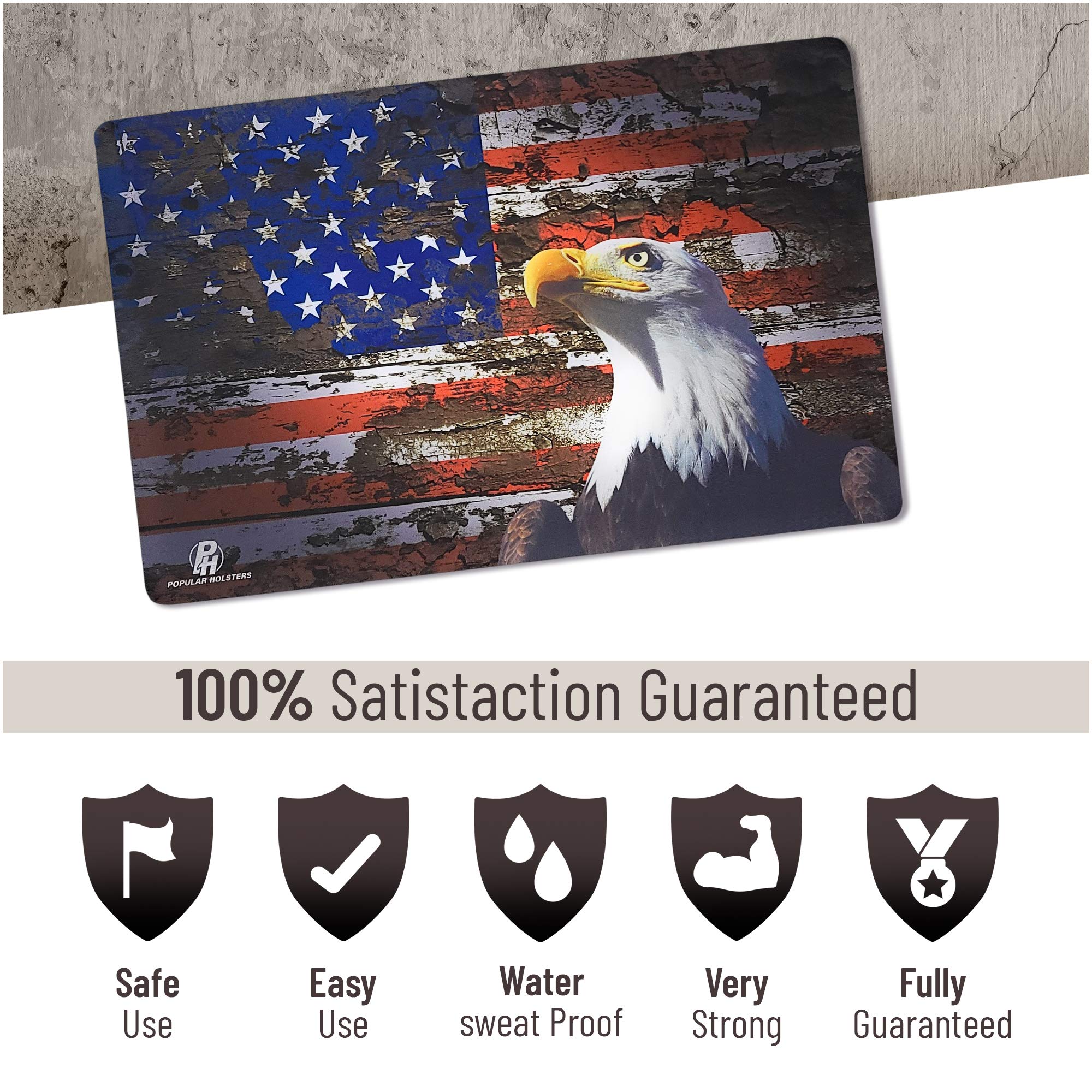 Gun Cleaning Mat by PH - Measures 11" x 17" 3 mm Thick - Oil and Solvent Resistant Padded Non-Slip - Compatible with Compact to Large Guns - for Maintenance or Repairs to Your Firearm - (Flag+Eagle)