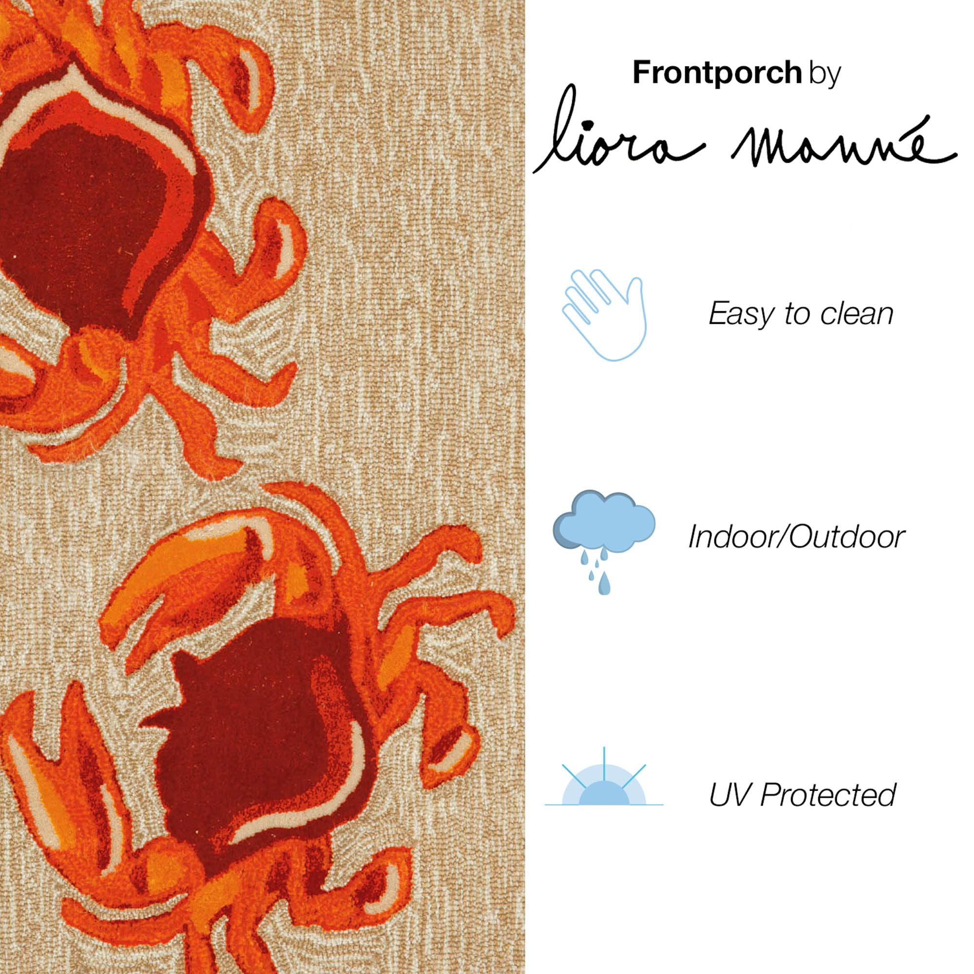 Liora Manne FRONTPORCH Indoor/Outdoor Hand Tufted Durable Area Rug - Traditional Coastal Animal Decorative (Crabs Natural) (1'8" x 2'6")