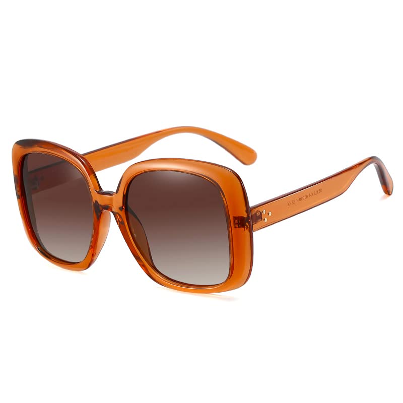 MORESHINE Trendy Big Square Polarized Sunglasses Retro Vintage Shades for Women Fashion Cool Oversized Sun Glasses Uv Protection Gafas De Sol Para Mujer Elitera 70s 90s 2020 (Orange)