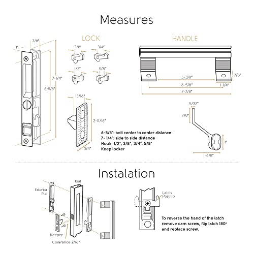 T-HAKEN Sliding Glass Door Handle Set, 6-5/8", White - Patio Door Handle Replacement That is 1 in. to 1-1/8 in. Thick Used on Both Left and Right-Handed. (Keyed).