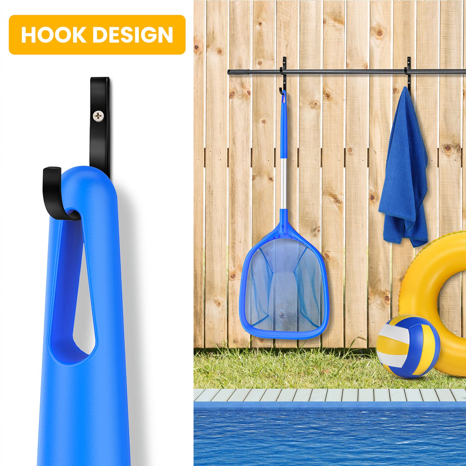 Mowend Swimming Pool Skimmer Net 26.8 inches, Leaf Rake Net with Fine Aluminum Pole for Fast Cleaning Ponds, Hot Tub, and Spas, Pool Cleaner Supplies and Accessories