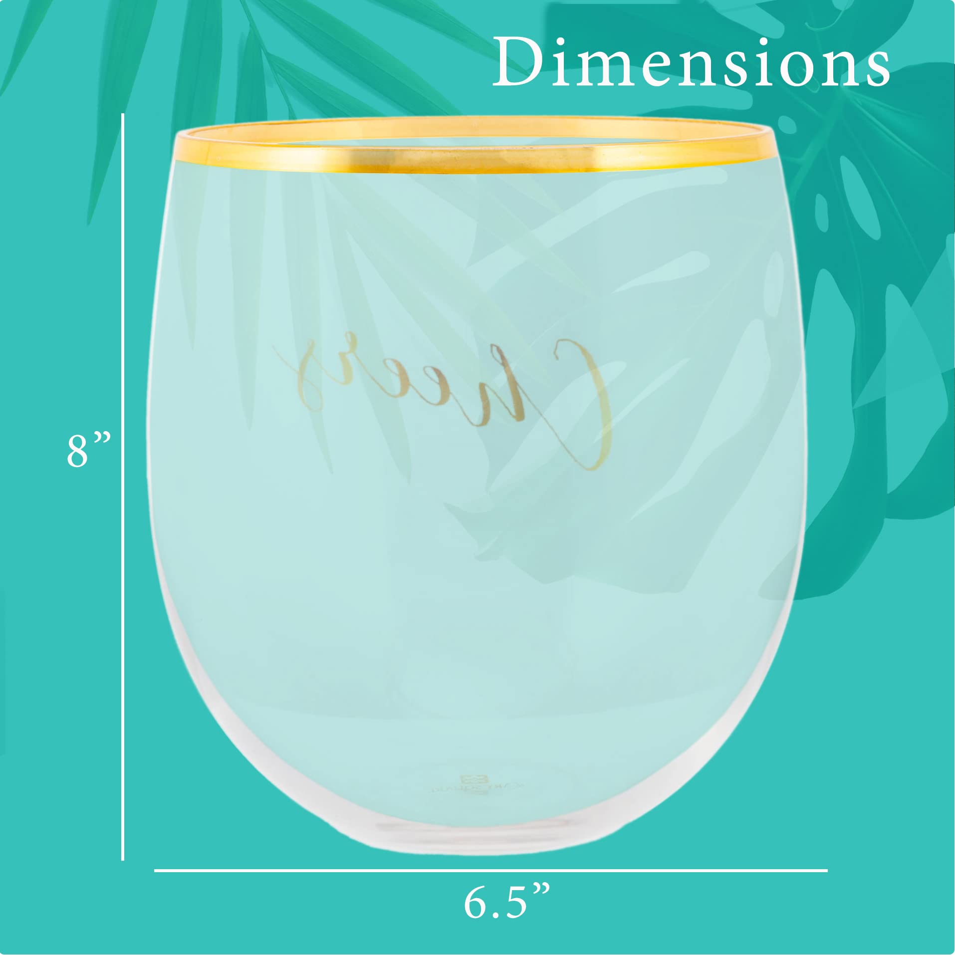 Mary Square Cheers Gold Tone Rim 6.5 x 8 Glass Champagne Ice Bucket
