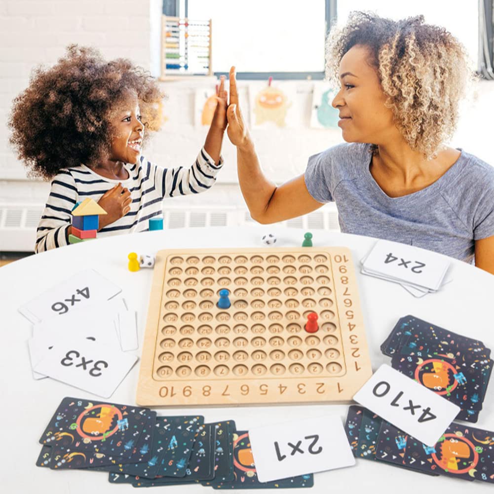 Multiplication Board Game Montessori Counting Toy Educational Math Table Board Game for Toddlers Kids Over 5 Years Old (Multiplication Board)β¦