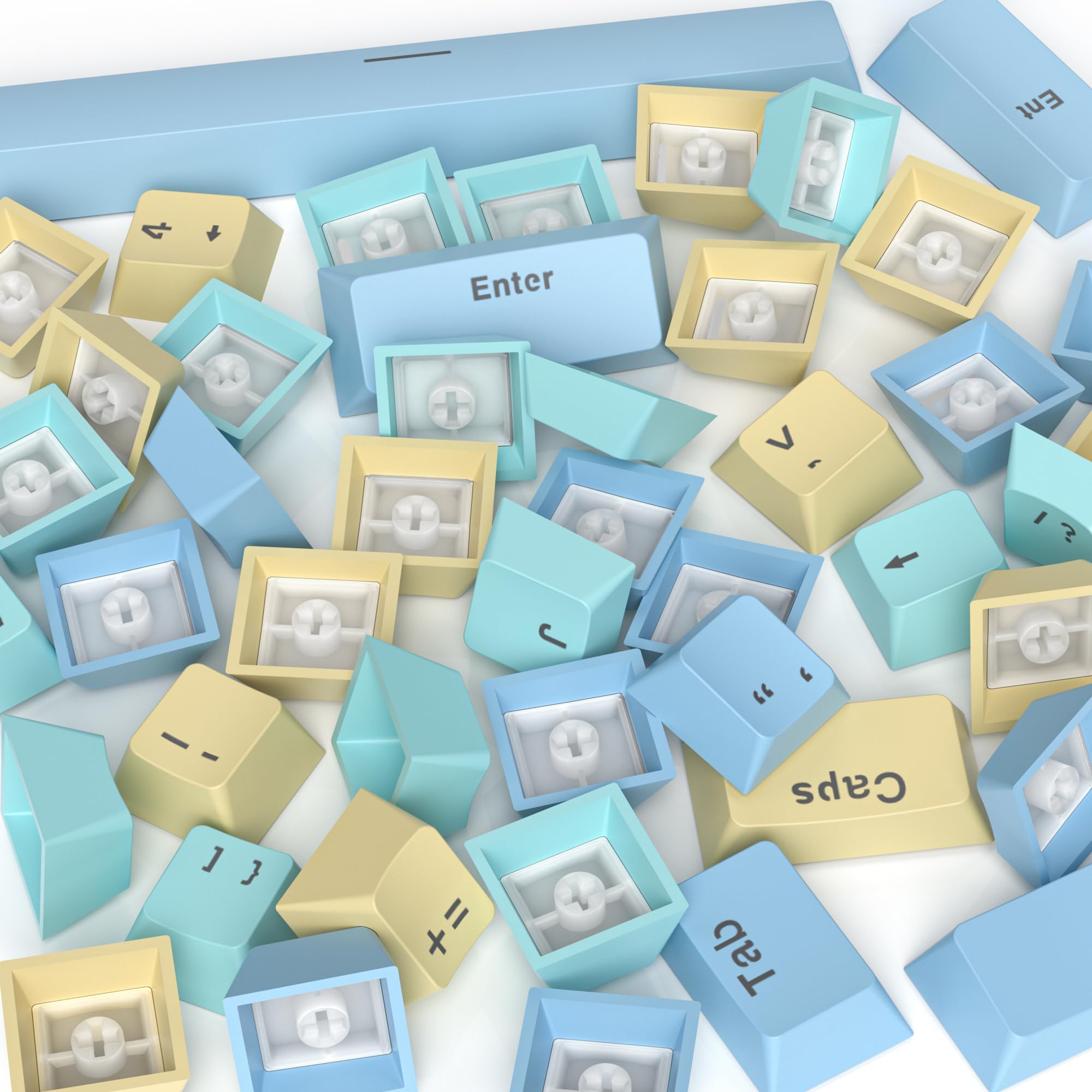 Mosptnspg 134 PBT Antarctic Penguins keycap Set ,Dye Sublimation OEM Blue Custom keycaps for Gateron Kailh Cherry MX 61/87/96/104/108 Gaming Mechanical Keyboard