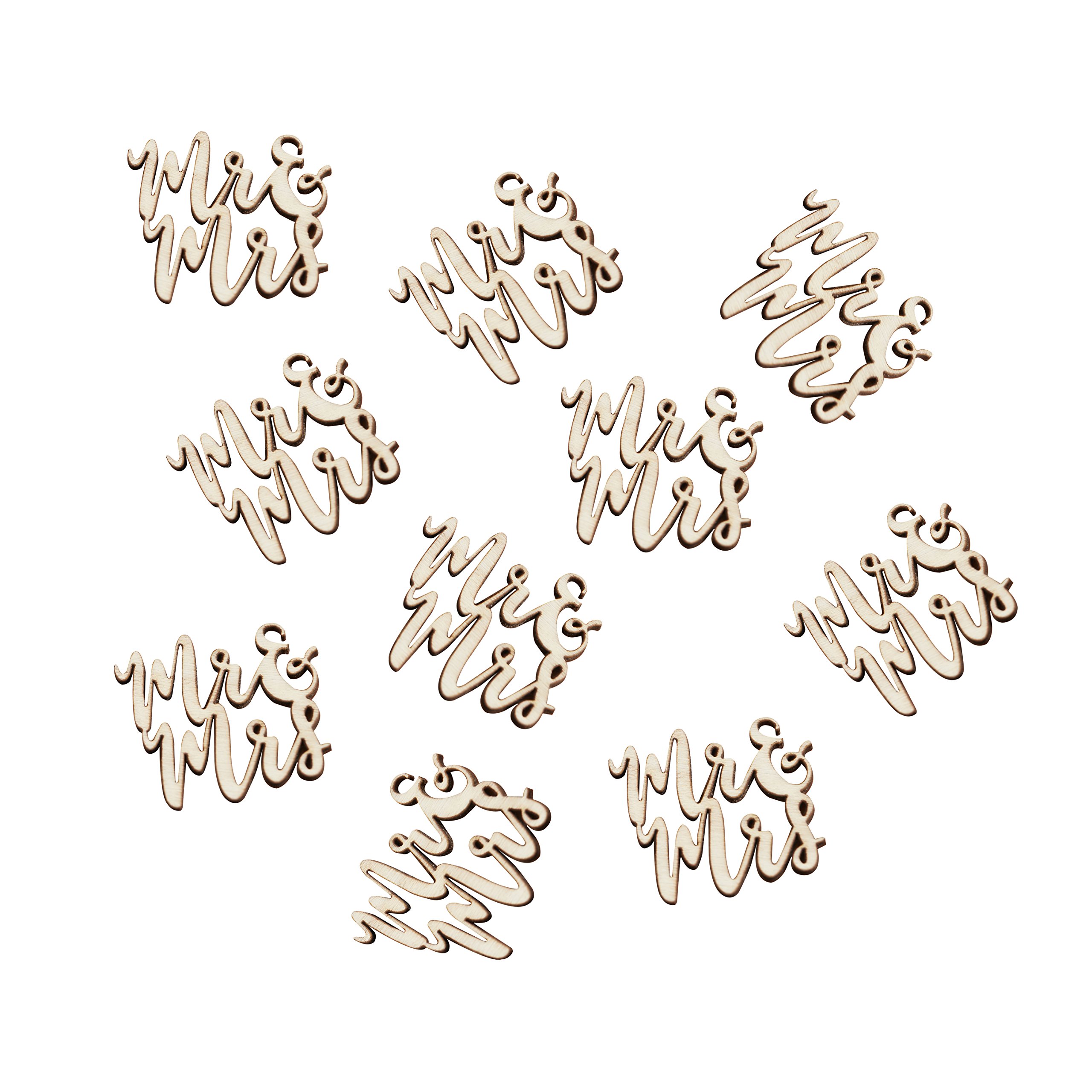 Ginger Ray Mr & Mrs Scripted Wooden Table Confetti Wedding Decoration - Beautiful Botanics