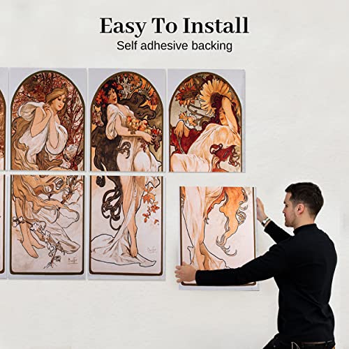 MaRoLane Products Art Acoustic Panel 8pack-Exclusive Design Sound Absorption Panels- 48"x32"x.9" (The Seasons - Alphonse Mucha (1897))