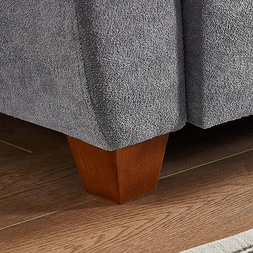 Pingliang Home Convertible Sectional Sofa with Storage, 4 Seat L Shaped Couch with Chaise and Cup Holder, Modern Microfiber Fabric Sofas Couches for Living Room, Apartment, Office (Light Grey)