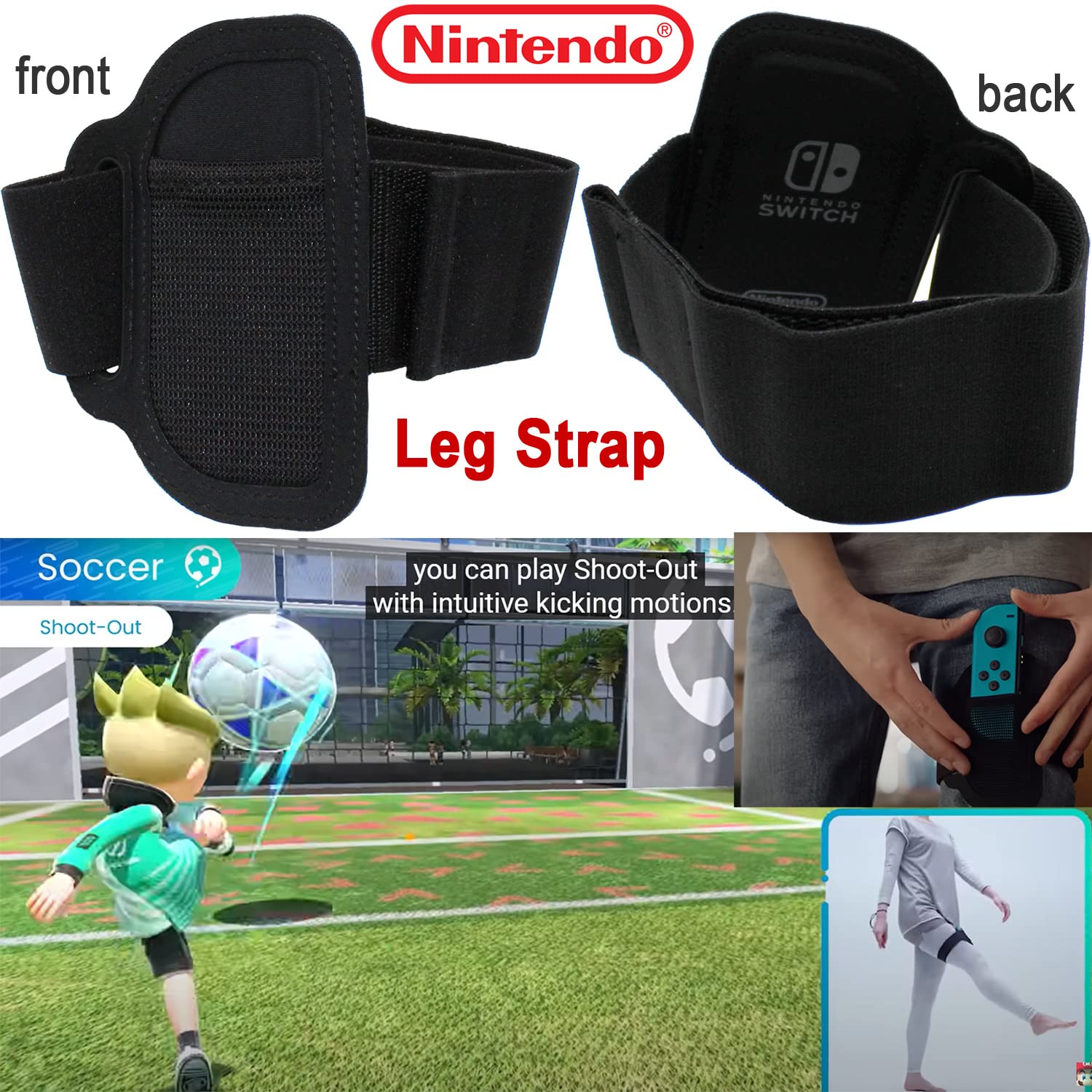 Nintendo Switch Sports Switch with Leg Strap accessory, 24 Slot Game Card Holder & PremGear Cleaning Cloth