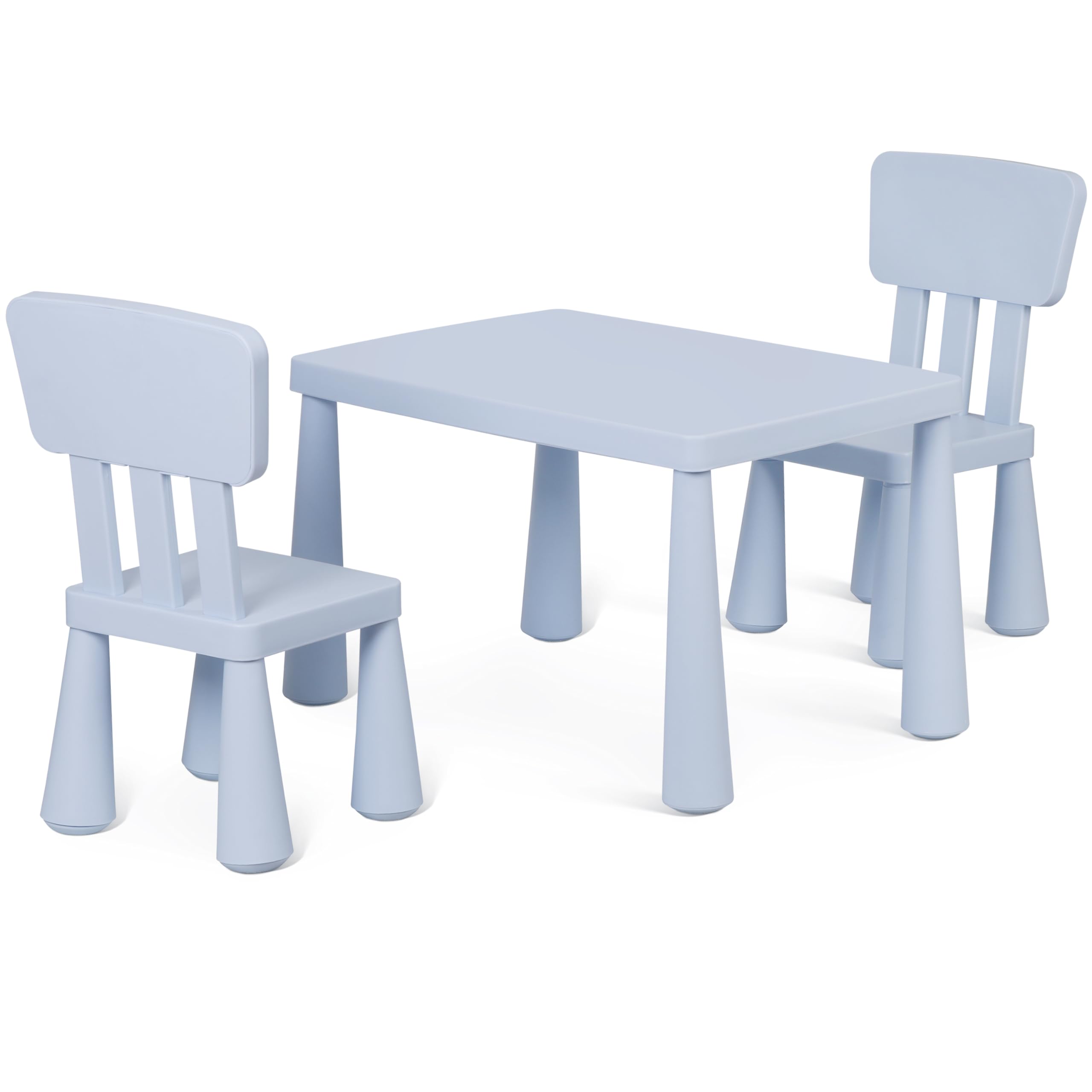 Saicool Kids' Table with 2 Chairs Set,3 Pieces Plastic Activity Table with Chair set for Toddlers, for Classroom or Home, Blue