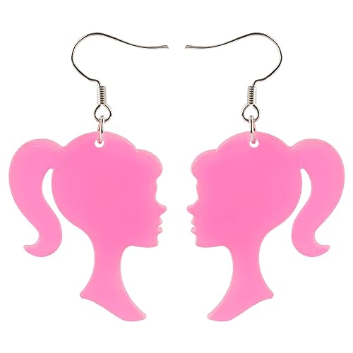 Pink Earrings for Women Girls,Earrings Trendy Red Pink Acrylic Print Love Earrings for Couples Valentine's Day Gifts