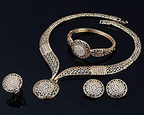 Genuiskids Fashion Women Jewelry Sets Bride Wedding Party Gold Plated Chain Necklace Earring Set