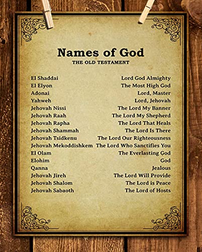 Names Of God - Christian Wall Art Decor, Inspirational Bible Verse Wall Art Print For Home Decor, Office Decor, Church Decor, Living Room & Bedroom Decor, Unframed Scripture Wall Print - 8x10”