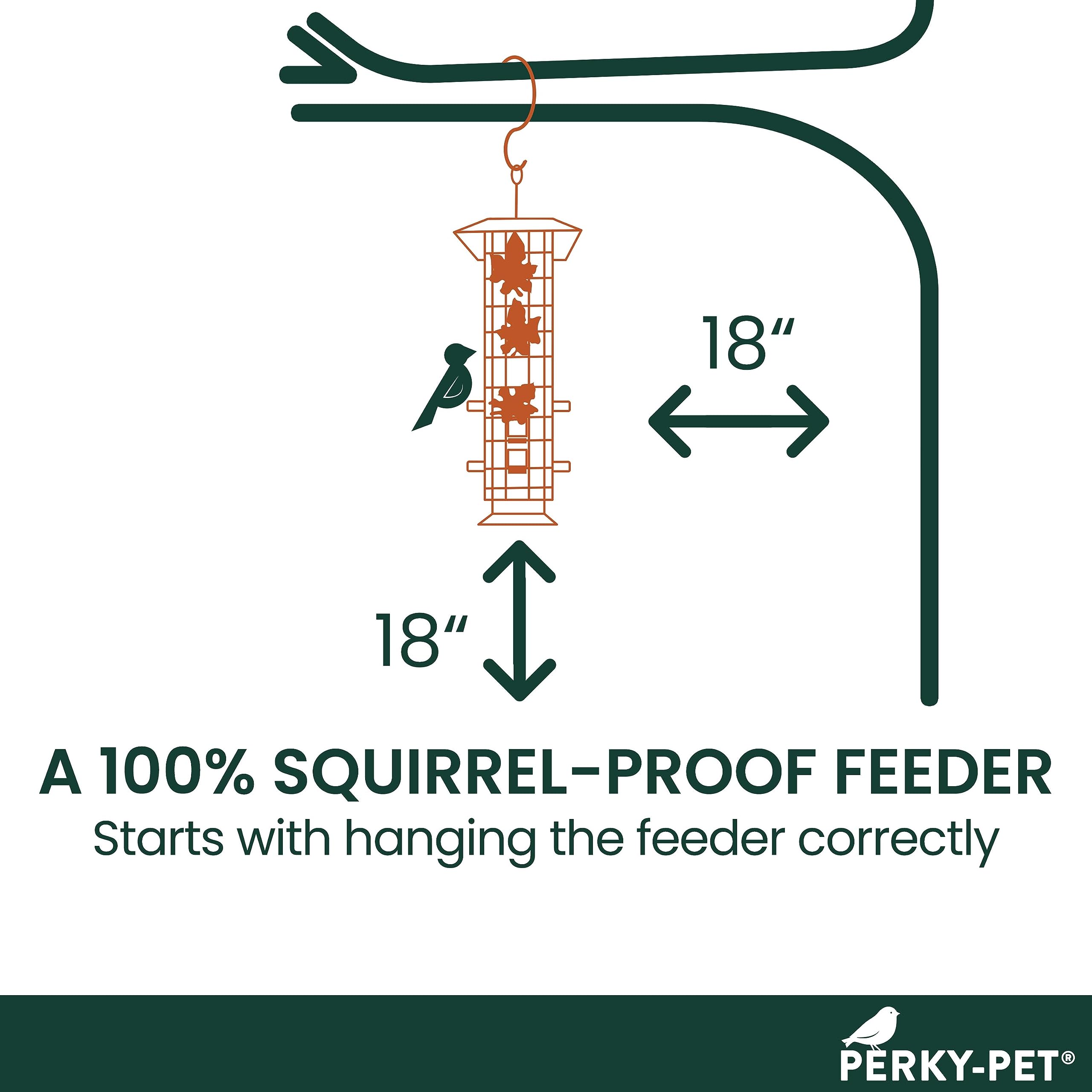 Perky-Pet 336-1SR Squirrel-Be-Gone Bird Feeder, 2LB Squirrel Proof Outdoor Wild Bird Feeder with Weight-Activated Perches