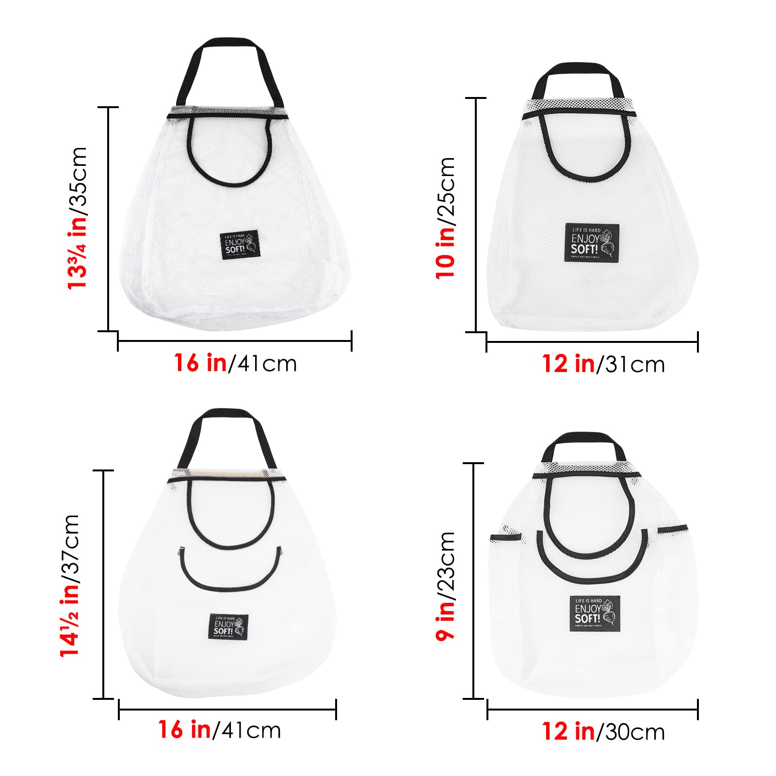 Linkidea 8 Pack Reusable Mesh Bag, Portable Fruit Bags, Washable Hanging Storage Bags, Organizer Shopping Handbag for Garlic, Onions, Potatoes