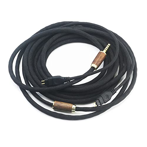 NewFantasia 4.4mm Balanced Cable 6N OCC Copper Silver Plated Cord Compatible with Sennheiser HD650, HD600, HD580, HD660S, HD58X, Massdrop HD6XX Headphone Walnut Wood Shell 3meters/10ft