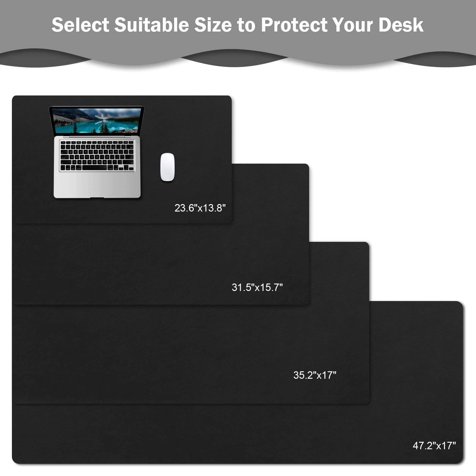 Large Leather Desk Pad -47.2'x17' Dual Sided Office Desk Mat Extra Big Mouse Keyboard Pad Waterproof Mousepad Desk Cover Writing Pad for Office and Home(Black+Dark Red)
