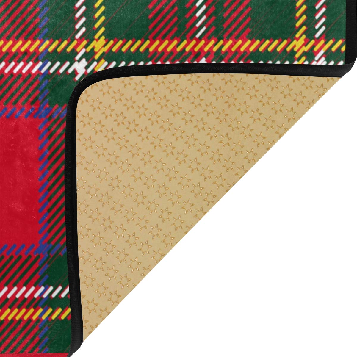 Kitchen Rugs Runner Red Green Tartan Plaid Pattern Comfort Floor Mat Bath Mats Bed Desk Bathroom Area Rug Long Doormat Carpet Home Hotel