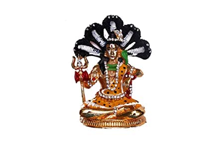 Shiva 5 Mukhi Car Dashboard Shiv Parivar Shiva Lingam Shaligram Shivling with Stand Shivling Idol Shiva Idol Size - 8 cm (Gold)