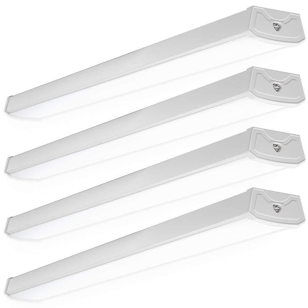Sunco 4 Pack LED Wraparound Light Fixture 4FT, Garage Ceiling Lights, Linkable 40W=300W, 3500 LM, 6000K Daylight Deluxe, Hardwired, Surface Mount, Workshop Utility Light ETL