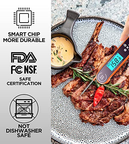 Nycetek Digital Cooking Thermometer, Accurate & Waterproof Instant Read Meat Thermometer with Backlit, Calibration, Probe, Food Thermometer for Kitchen, Grilling, Candy, BBQ, Oil Fry, Baking and More