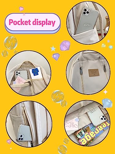 Romlvy Kawaii Backpack with Cute Accessories Casual Laptop Handbag Aesthetic Backpack Cute Daypack Travel Packing Organizer (Black)